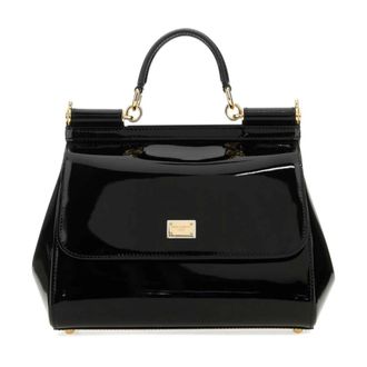 Dolce & Gabbana Schwarze Leder Sicily Handtasche - - Bags - Damen - Schwarzk - ONE SIZE