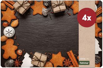 Matches 21 Weihnachts Tischsets 4er als abwaschbare Weihnachten Tischdeko - Platzsets Weihnachtsdeko Plätzchen als Winter Tischuntersetzer - Platzdeckchen als Ti