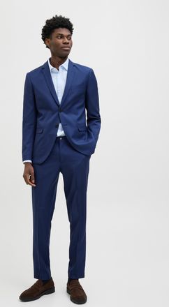 Jack & Jones Anzug JACK & JONES JPRCOSTA SUIT, Herren, Gr. 54, N-Gr, medieval blau, Web, Obermaterial: 100% Polyester, unifarben, sehr schmal, Anz&uuml;ge, Polyester, s