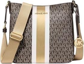 Michael Kors Jet Set Small Signature Logo Stripe Crossbody Bag Brown