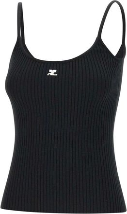 Courr&egrave;ges Femme, Tops, Noir, Taille: 40 FR Reedition Knit Tank Top