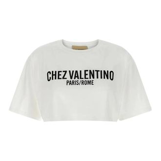Valentino Garavani Rundhals-T-Shirt mit Brustprint - - Tops - Damen - Wei&szlig; - S