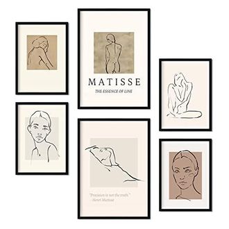Nacnic Ensemble de 6 affiches beaut&eacute;. Collection de plaques avec collage esth&eacute;tique pour la d&eacute;coration dint&eacute;rieur. Tailles A3 et A4. Sans cadre