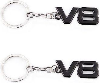 Generic Lot de 2 porte-clés V8 pour voiture - Décoration - Badge V8 - Emblème autocollant, Noir, taille unique
