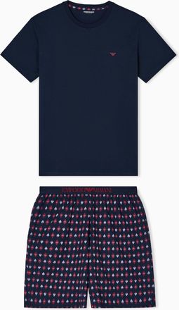 Emporio Armani Herren Classic Pattern Short Pajamas Pyjamaunterteil, blau, M