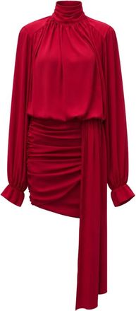 Actualee Femme, Robes, Rouge, Taille: 38 FR Robe Courte Effet Satin&eacute; Drap&eacute;