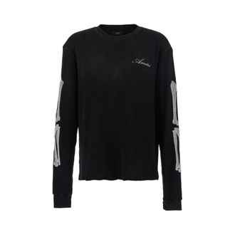 Amiri Homme, Sweatshirts et sweats &agrave; capuche, Noir, Taille: XL Bones Long Sleeve Tee