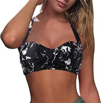 Generic Haut De Maillot De Bain Femme Sexy Push Up Hauts De Maillots R&eacute;glables Classics El&eacute;gant Col en V Hauts De Bikini avec Rembourrage Amovible Swimwear To