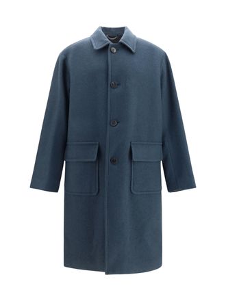 Dries Van Noten Mens Coat Long Single-Breasted Bottle Merino Wool