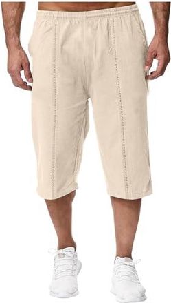 Generic NAFING Pantacourt Homme &Eacute;t&eacute; Respirant Pantalon Yoga Plage Baggy Shorts Bermudas Sport Jogging Taille Elastique Pants Cordon De Serrage Pantalons Trava