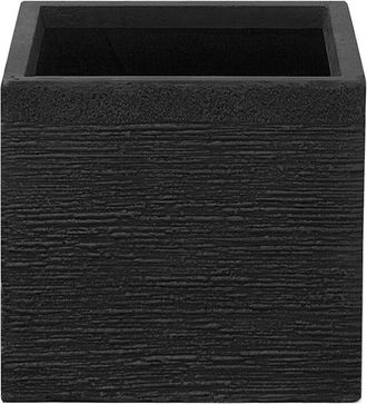 Beliani Cache-Pot Noir Cube en M&eacute;lange de Fibres 30 x 30 x 28 cm Pot de Fleurs Effet Pierre de Design Moderne Id&eacute;al pour Ext&eacute;rieur et Int&eacute;rieur Beliani