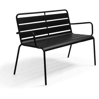 Oviala Banc de jardin en m&eacute;tal noir - Palavas