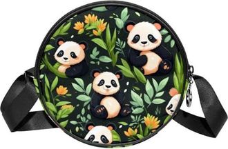 Generic Sac &agrave; bandouli&egrave;re rond rond pour femme, petit sac &agrave; bandouli&egrave;re en bambou avec fermeture &eacute;clair et bretelles r&eacute;glables style d&eacute;contract&eacute; pour femmes e