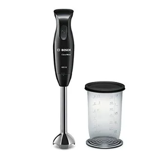 Bosch Electroménager Mixeur plongeant msm2610b clevermixx, 600 W, quatre lames Couteau quattroblade, Mixeur en acier inoxydable, mix/meßbecher, PIANO Noir/A