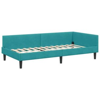 vidaXL Eckbettgestell mit Kopfteil Türkis 80 cm x 200 cm Stoff vidaXL