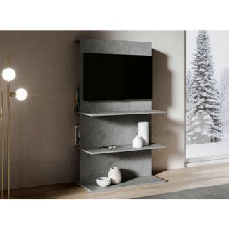 Les Tendances Meuble TV anthracite spatulé avec panneau et sept étagères Lucky L 100 cm