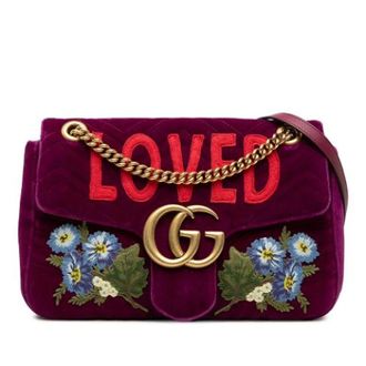 Gucci Sac bandouli&egrave;re matelass&eacute; en velours brod&eacute; Pre-owned - Femme - Pre-owned - Violet - Taille: ONE Size