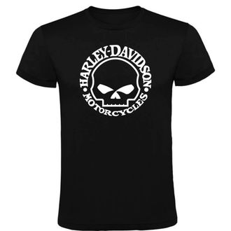 Generico Schwarzes Harley Herren-T-Shirt im Motorrad-Stil mit Totenkopf, Freizeitkleidung f&uuml;r Motorradliebhaber und Vintage-Stil, 100 % Baumwolle, Gr&ouml;&szlig;e S bis 
