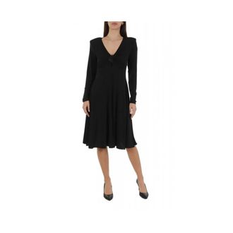 Emporio Armani Viskose-Kreppkleid mit Rippstrick&auml;rmeln - - Dresses - Damen - Schwarzk - XL