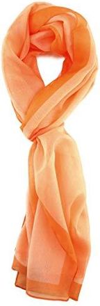 TigerTie Foulard en mousseline de soie pour femmes - Couleur unie - Dimensions du foulard : 160 cm x 36 cm - Fabriqué en Italie, Saumon orange, One Size