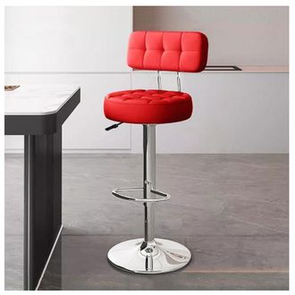 Generic H&ouml;henverstellbarer Drehhocker mit R&uuml;ckenlehne, K&uuml;chenstuhl Aus Pu-Kunstleder f&uuml;r K&uuml;chentheke, Essbereich, 60-80 cm