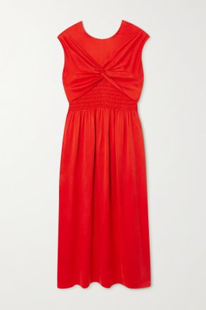 Tove Mahaney Midikleid Aus Seide Mit Raffungen - Rot