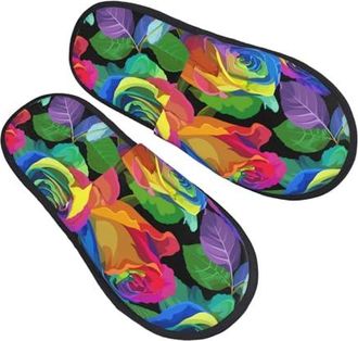 Generic Roses Multicolores Homme Femme Chaussures De Maison Doux Slippers Peluche Chaussons Pour Maison Hiver Int&eacute;rieur M