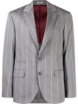 Brunello Cucinelli blazer &agrave; rayures - Gris