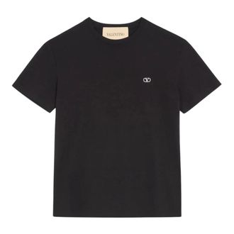 Valentino Baumwoll-T-Shirt mit VLogo-Stickerei - - Tops - Herren - Schwarzk - M