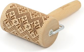 Folkroll Teigrolle Skandinavien Muster, Mini, 9.5 cm, Nudelholz, Prägerolle, Muster, Motiv, Rolle, Buchenholz, 330654