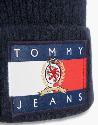 Tommy Jeans Archive bonnet court en m&eacute;lange de laine bleu fonc&eacute;
