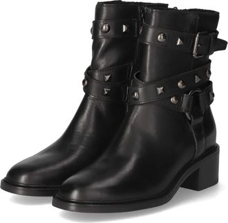 Mjus Damen Biker Boots/Stiefeletten Nero Cortina Schwarz Glattleder, Größe:42, Farbauswahl:schwarz