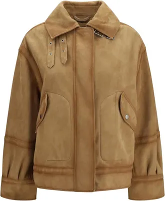Ermanno Scervino Veste aviateur bomber en daim avec d&eacute;tails h&eacute;ritage - Femme - Vestes - Brun - Taille: 36 FR