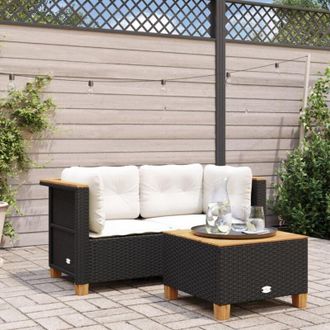 vidaXL Garten-Ecksofas mit Kissen 2 Stk. Schwarz Poly Rattan - Vidaxl