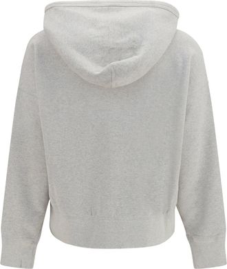 Prada Womens Cotton Fleece Hoodie With Jewel Brooch Marmo Sweatshirts Sweater