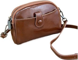 Generic MZSKLW Sac à bandoulière en cuir for femmes, petit sac à main, pochette en cuir véritable, sac à bandoulière(Coffee)