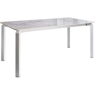 Beliani Gartentisch FELETTO 180 cm 90 cm Stein Wei&szlig;er Marmor