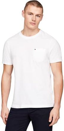 Tommy Hilfiger T-Shirt Manches Courtes Homme Pocket Col Ras-du-Cou, Blanc (White), XS
