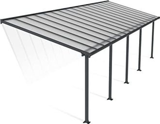 Palram Canopia Olympia Terrassenüberdachung 3X10 - Gestell aus Alumiuium & 16 mm Polycarbonat - Terrassendach Für den Ganzjährigen Gebrauch Geeignet, Grau, 9