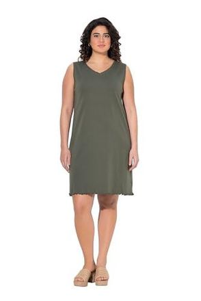 Ulla Popken Femme Grandes Tailles Robe V, sans Manches, Bords roulott&eacute;s Gris Olive 50+ 793167200-50+