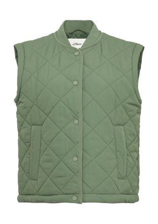 s.Oliver Outdoorjacke Outdoor-Weste Steppweste mit Rautenmuster und Stehkragen