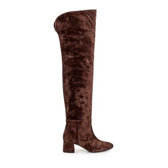 Anna F. Braune Wildleder Slip-On Stiefel mit Breitem Absatz - - Shoes - Damen - Braun - 36 EU