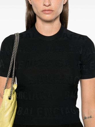 Balenciaga Logo-Jacquard T-Shirt - Black