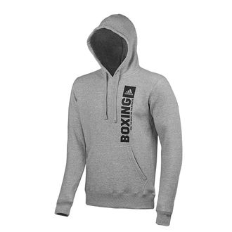 adidas Hoodie Community Vertical, Unisex Pullover f&uuml;r Herren & Damen, Sweatshirt mit Kapuze, 100% Baumwolle, Gr. L, grau