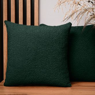 MG Design 2er Set Kissenbezüge 55 x 55 cm in Grün - mit Reißverschluss, fein gewebt mit Chenille-Haptik, pflegeleich