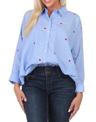 Only Onlnew Lina Grace LS Stripe EMB Shirt Femme Chemise Manches Longues Bleu L