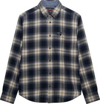 Superdry Herren Lang&auml;rmeliges Holzf&auml;llerhemd aus Baumwolle Zedernholz Kariert Marineblau XXL