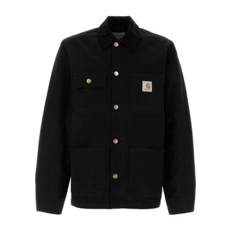 Carhartt Work in Progress Homme, Vestes, Noir, Taille: XL Manteau en Coton Noir Michigan