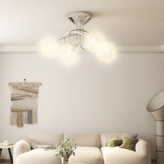 vidaXL Plafonnier avec abat-jour en maille m&eacute;tallique pour 4 led G9