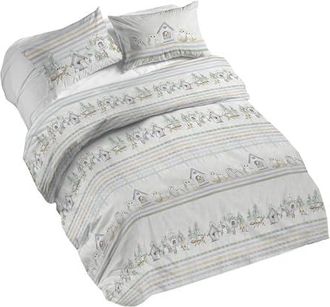 Pensieri delicati Bettwäsche-Set für Doppelbett, 100% Baumwolle, komplett mit Bettbezug 250 x 200 cm und 2 Kissenbezügen 52 x 82 cm, hergestellt in Italien, maschinenwa